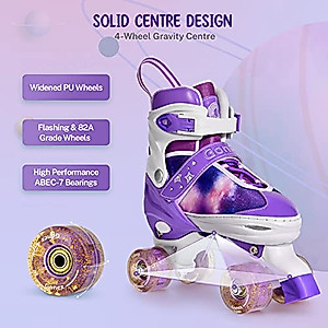 Gonex Roller Skates for Girls Kids Boys Women with Light up Wheels and Adjustable Sizes for Indoor Outdoor (Purple, L - Youth (4Y-7Y US))