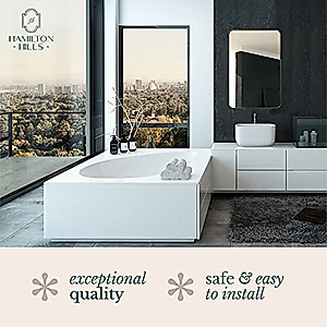 Hamilton Hills 24x36 inch Metal Gold Frame Mirror for Bathroom | Brushed Rectangular Rounded Corner Vanity | 2" Deep Set Design Large Wall Mirrors Decorative | Hangs Horizontal and Vertical