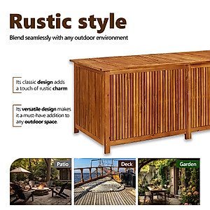 vidaXL Outdoor Storage Box, [Load Capacity Gallon] Deck Box with Gas-Lift Lid, Storage Chest with Water-Resistant Zippered Bag Inside, 68.9''x31.5''x29.5'', Solid Acacia Wood