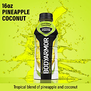BODYARMOR Sports Drink Sports Beverage, Pineapple Coconut, Coconut Water Hydration, Natural Flavors With Vitamins, Potassium-Packed Electrolytes, Perfect For Athletes, 16 Fl Oz (Pack of 12)