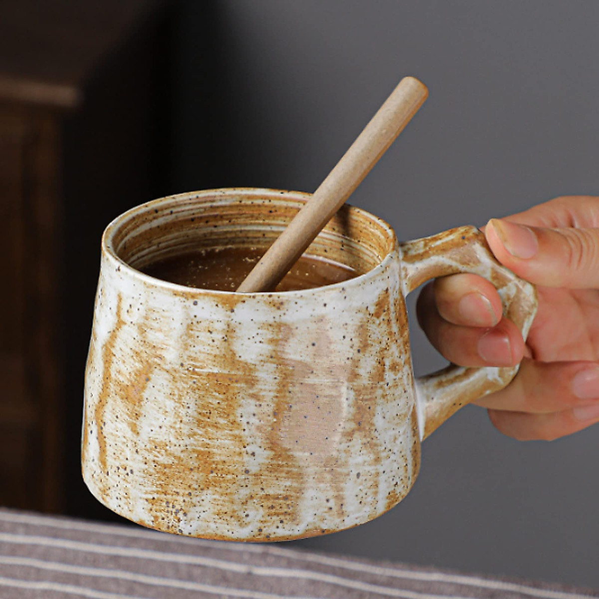 Pack of 6 Ceramic Coffee Spoon Retro Small Porcelain Spoon Mini Teaspoons For Yogurt Dessert Honey Jam Spoon Ice Cream Spoon Sugar Salt Jar Spoon