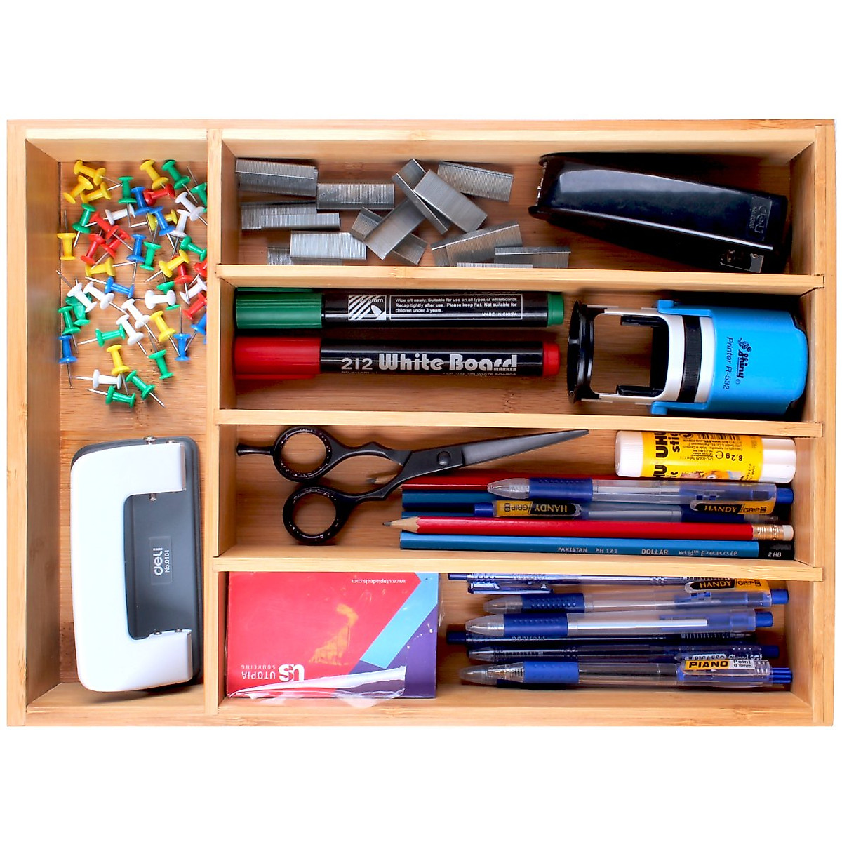 Bamboo Cutlery tray-Silverware Organizer-5 compartment-by Utopia Kitchen