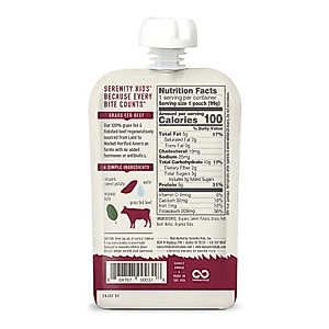 Serenity Kids Surf & Turf Baby Food Pouches Bundle | 6 Each of Wild Caught Salmon & Grass Fed Beef (12 Count)