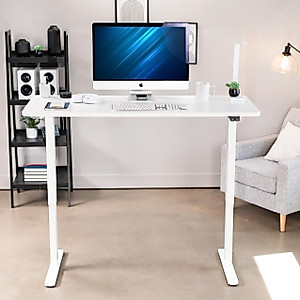 VIVO 60-inch Electric Height Adjustable 60 x 24 inch Stand Up Desk, White Solid One-Piece Table Top, White Frame Standing Workstation, Home & Office Furniture Sets, DESK-KIT-W06W