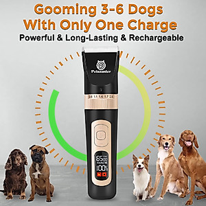 Petsaunter Dog Clippers for Grooming Kit, 4-Speed & LCD, Low Noise Electric Dog Trimmer for Grooming, Cordless Rechargeable Dog Hair Clippers, Quiet for Dogs & Pets with Thick or Heavy Coats(C95 Set)
