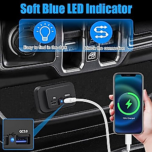 12V USB Outlet, Quick Charge 3.0 USB-A Port and USBC Port, 12V 24V Input Surface Mount RV USB Outlet, for RV Marine Motorcycle Truck Golf Cart