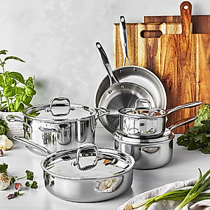 HENCKELS Clad Impulse 10-pc 3-Ply Stainless Steel Pots and Pans Set, Cookware Set, Fry Pan, Saucepan with Lid, Saute Pan with Lid, Dutch Oven with Lid, Stay-Cool Handles, Induction Stove Compatible