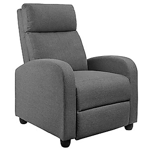 JUMMICO Recliner Chair Adjustable Home Theater Single Recliner Sofa Furniture with Thick Seat Cushion and Backrest Modern Living Room Recliners (Fabric, Black)