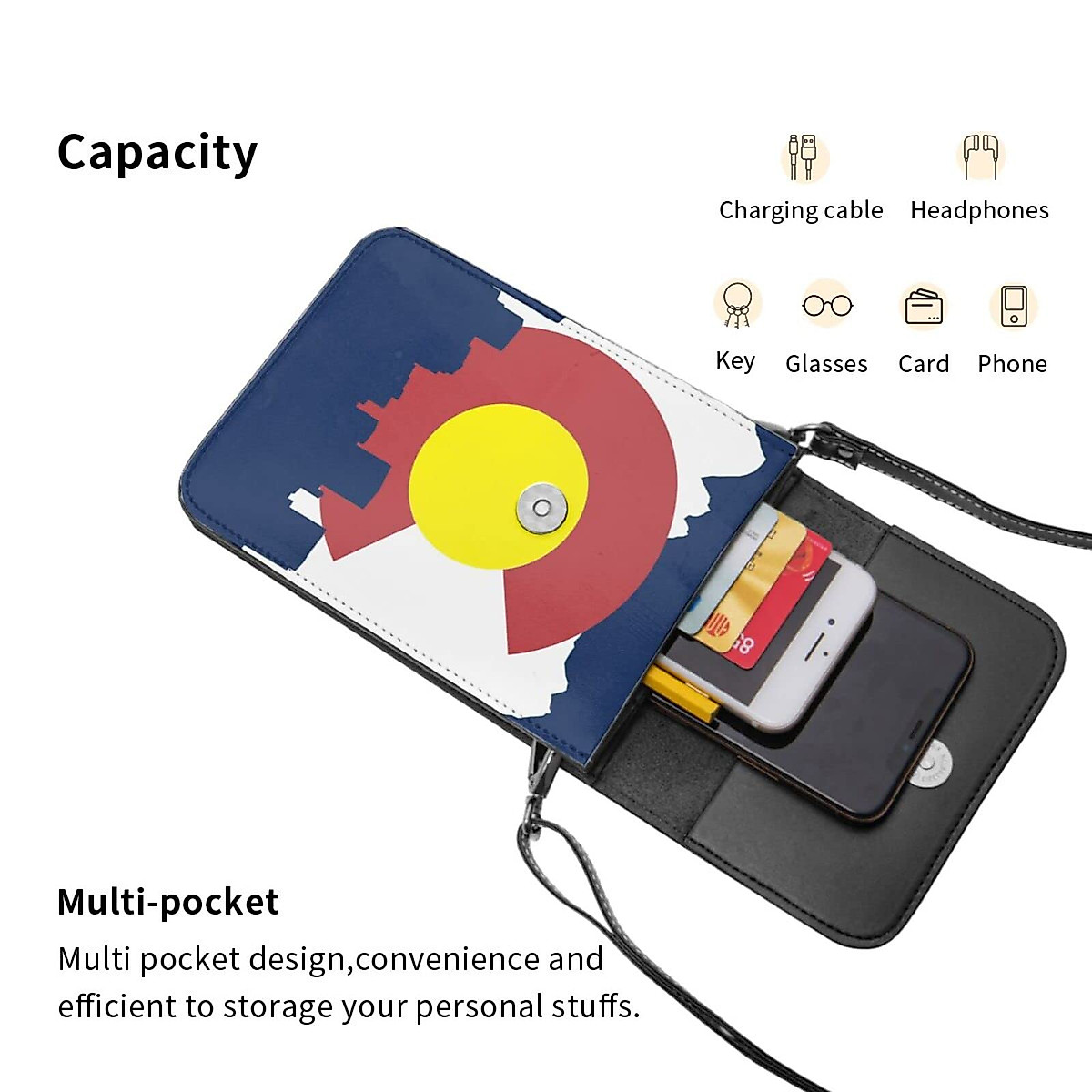 ayvcxui Colorado moutain Flag Crossbody Cell Phone Bag cute Purse Bags with Shoulder Strap Holder Wallet For Women Handbag MINI Phone Bag Passport Purse Lightweight