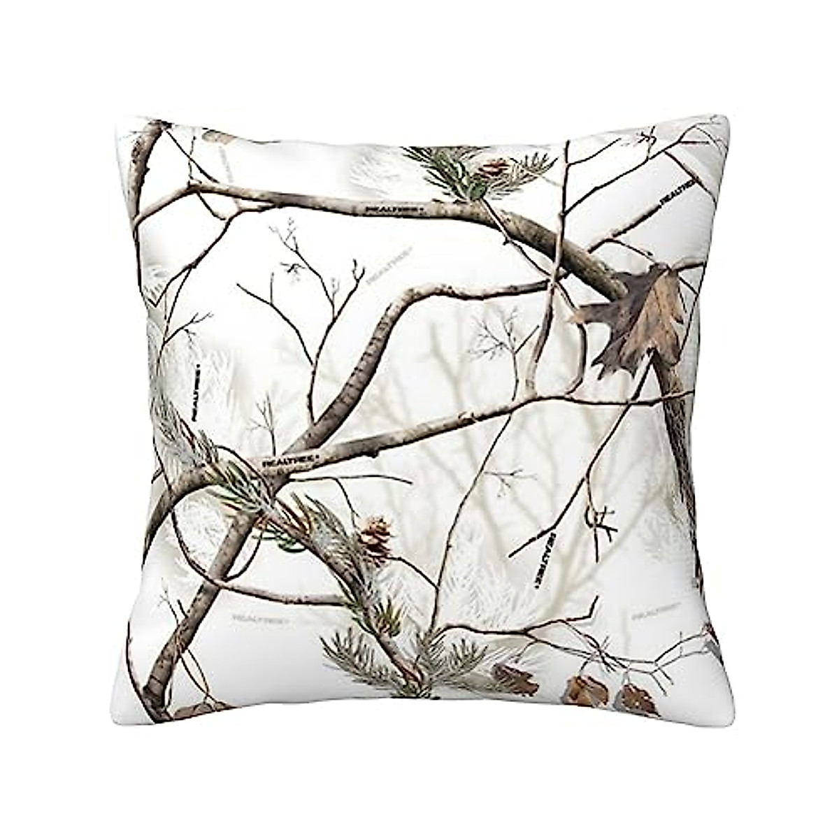 WURTON White Trees Camo Print Throw Pillow Covers, Soft Square Cushion Case,for Sofa, Couch,Bed Chair-18 X 18 Inch