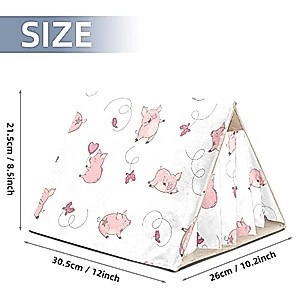 Y-DSIWX Guinea Pig Hideout House Bed, Cute Pink Pig Playing Butterflies Rabbit Cave, Squirrel Chinchilla Hamster Hedgehog Nest Cage