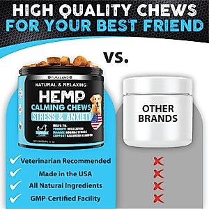 Hemp Calming Chews for Dogs Anxiety - 170 Dog Calming Chews - Anxiety Relief Treats - Dog Calming Treats - Hemp Oil - Sleep Calming Aid - Advanced Calming Health Joint Support Supplement - Made in USA