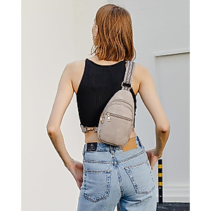 Telena Sling Bag for Women Crossbody Fanny Packs for Women Leather Sling Chest Bag with Adjustable Strap Cloud Grey