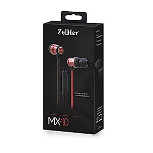 Zelher MX-10 in-Ear Headphones with Mic Earbuds with in-Line Control and 10mm Dual Drivers for Superior Sound Quality - Stylish, Tangle-Free Cables (Red)