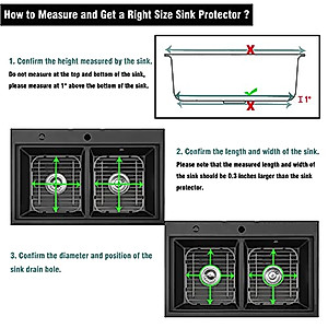 Sink Protectors for Kitchen Sink 13" x 11-5/8", 304 Stainless Steel Sink Grid protectors for Kitchen Sink with Certer Drain Hole, Metal Protector for Sink with Sink Strainers (Center Drain)