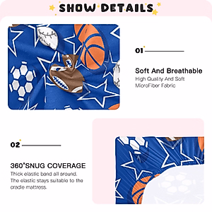 Baby Fitted Mini Crib Sheets Portable Playard Sheets Stretchy Basketball Star Blue Girls Boys Soft Modal