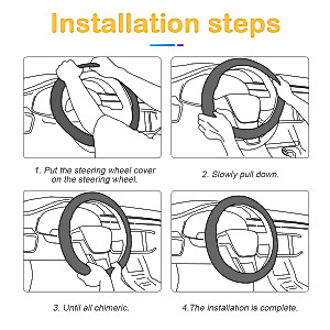 Osilly Car Steering Wheel Cover, 15 inch Carbon Fiber Microfiber PU Leather Elastic Steering Wheel Protector for Men Women, Anti-Slip Breathable Car Interior Accessories for Most Cars (Black)