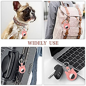 PetsHome AirTag Case for AirTag, Premium PU Leather Keychain AirTag Holder with Anti-Lost Key Ring Protective AirTag Cover, Pink
