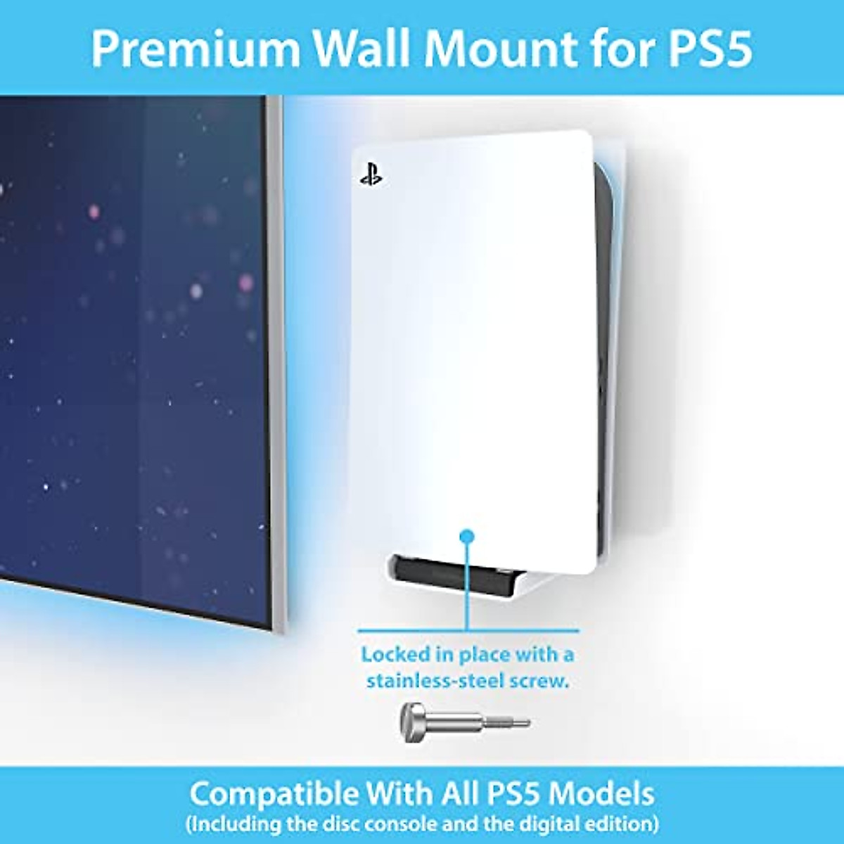 TotalMount Wall Mount for PS5 – Mounts Playstation 5 on a Wall by Your TV (PS5 Wall Mount)