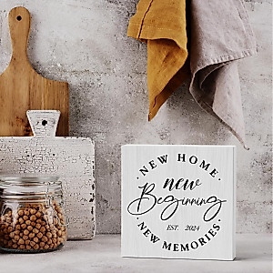 Great Housewarming Gifts New Home Gift Ideas Great Housewarming Gift New Home Decor Rustic Home Accessories Decor New Home New Beginning New Memories Wooden Box 5.1 x 5.1 Inches.