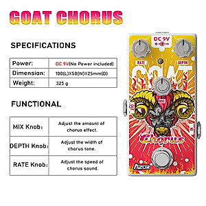 AZOR Chorus Guitar Effect Pedal Classic Goat Chorus Effects Pedal for Electric Guitar AP511