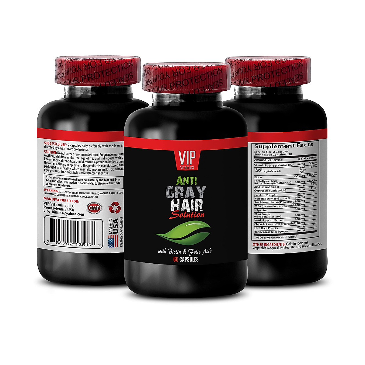 Best Naturals Anti Gray Hair - Anti Gray Hair for Men and Women - GET Your Style Back - Stops Grey Hair Change - catalase for Gray Hair - Anti Gray Hair Supplement - Hair Support Vitamins 1Bot 60Caps