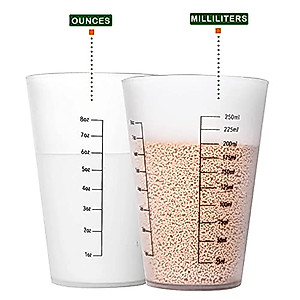 EBIVEN 4 pcs 8oz Reusable Plastic Measuring Cups Liquid Paint Mixing Measure Cups for Kitchen Cooking