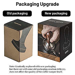 Coffee Tamper Espresso Press with Tamper Mat 304 Stainless Steel Flat Base Wooden Handle for Coffee Grounds Barista Espresso Machines Accessory (51MM)