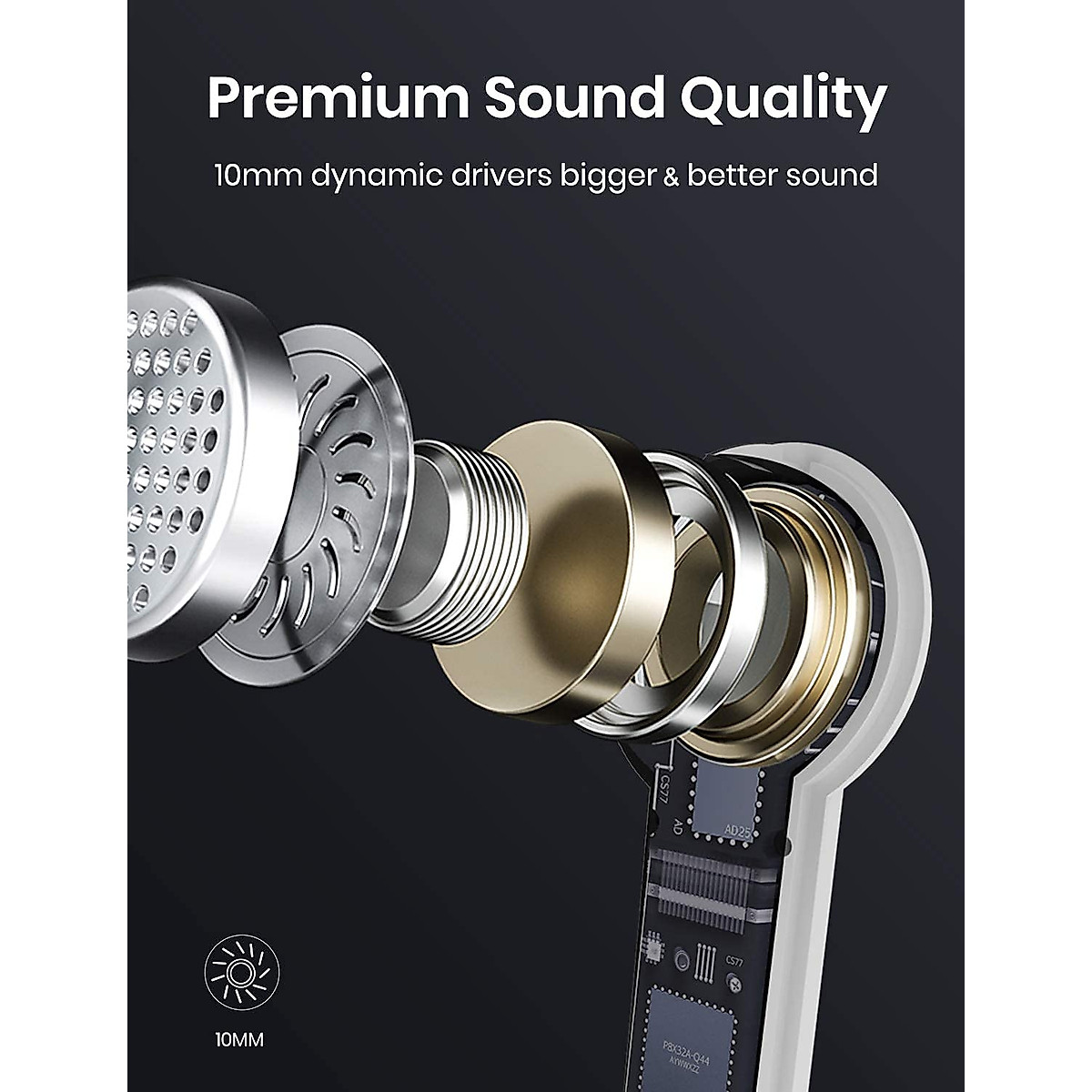 dyplay Wireless Earbuds Bluetooth 5.0 with Qi Wireless Charging Case Touch Control in Ear Waterproof TWS Stereo Headphones with Mic and Deep Bass Sound Headsets for Music/Work/Travel