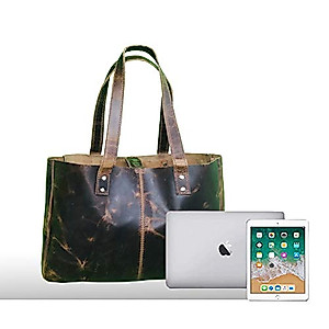 16" Vintage Buffalo Leather Bag Womens Shoulder Tote Bag