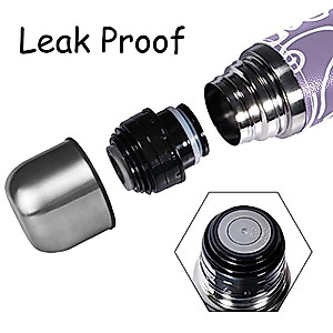 Stainless Steel Leather Vacuum Insulated Mug Vintage Flower Texture Thermos Water Bottle for Hot and Cold Drinks Kids Adults 16 Oz