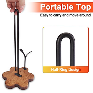 IEBIYO Paper Towel Holder Stand Kitchen Roll Holder Simply Tear Wooden Paper Towel Organizer Non-Slip Wooden Bottom Roll Paper Dispenser Countertop Paper Hanger Rack Kitchen Decoration (Black)