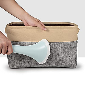 Awekris Foldable Storage Bin Basket Set [3-Pack] Canvas Fabric Collapsible Organizer With Handles Storage Cube Box For Home Office Closet, Grey/Tan (Grey)