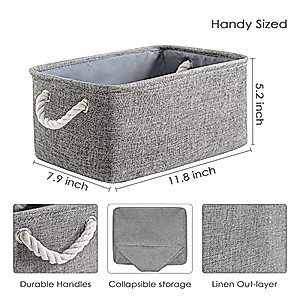 TheWarmHome Storage Bins -Small Storage Baskets for Organizing Shelves, Fabric Storage Cubes Closet Organizer for Home Closet Shelf Nursery Baby Toy Laundry Organization, Grey Decorative Gift Basket