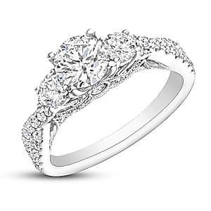 Molioaki 1.5 Carat (ctw) moissanite engagement rings for women Platinum Plated Silver ring moissanite rings- 6.5-