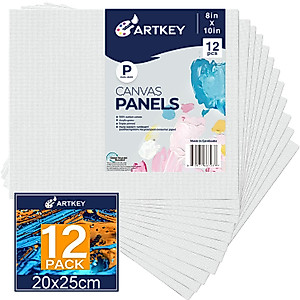 Canvas Panels 8x10 Inch 12-Pack, 10 oz Double Primed Acid-Free 100% Cotton Paint Canvases for Painting, Blank Flat Canvas Board for Acrylics Oil Watercolor Tempera Paints