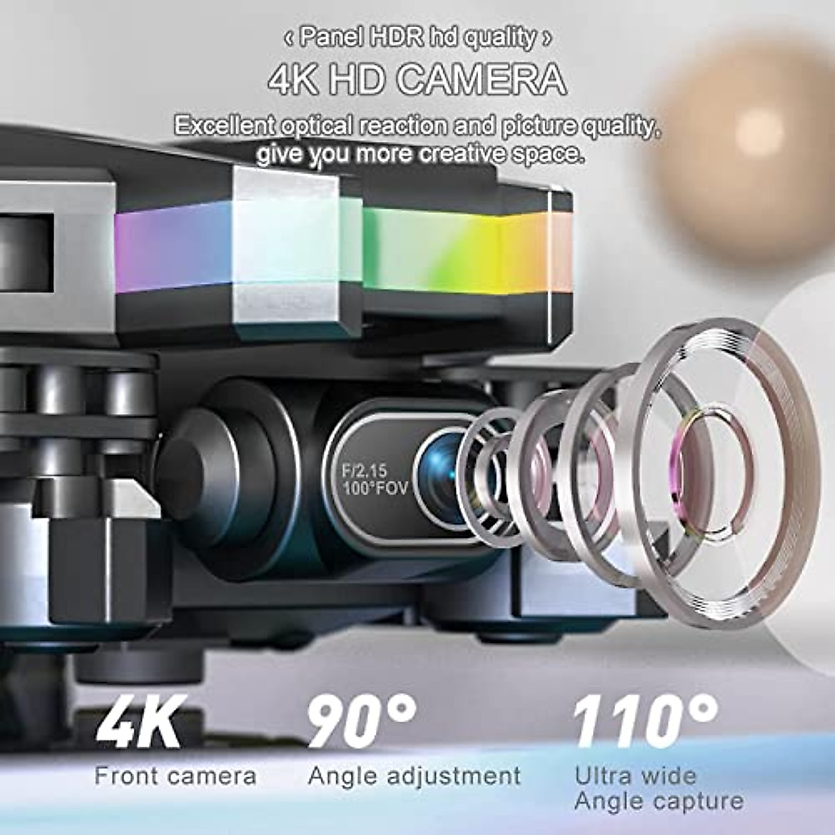 RKSTD Drone With Camera, RC Quadcopter For Beginners, RC Drone With HD Camera For Adults With LED Light, Auto Hover, Voice Control, APP Control, Easy To Play Kids Toy Gift