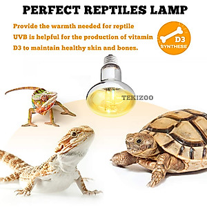 TEKIZOO UVA UVB Sun Lamp High Intensity Self-Ballasted Heat Basking Lamp/Light/Bulb for Reptile and Amphibian (80W)