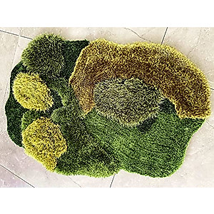 lzteck Patchwork,Abstract,Geometric Shag, Artificial Grass Area Rug, Fake Grass Moss Tundra Rugs, Fluffy Kids Toddles Carpets, Living Room,Nursery Mats,Balcony,Patio Rugs 2.6x3.9ft