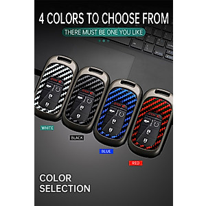 SANRILY Carbon Fiber Pattern Black Smart Key Fob Cover Case Fit for Honda Accord 2022 2023 Civic HR-V CR-V Pilot Sport SI EX EX-L Touring Keyless with Keychain