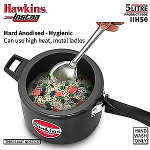 Hawkins 5 Litre Instaa Pressure Cooker, Induction Inner Lid Cooker, Tall Body Hard Anodised Cooker, Best Black Cooker, Black (IIH50)