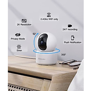 GALAYOU Indoor Security Camera 2K, Pet Camera, 360 Degree WiFi Home Security Camera for Baby/Dog/Elder/Nanny with Night Vision, Siren, 24/7 SD Card Storage, Works with Alexa and Google Assistant