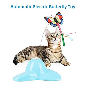 SOKER Cat Toys, Interactive Cat Toy Automatic Electric Butterfly 360° Rotating Kitten Toy for Indoor Cats, with 1 Butterfly Replacements(Blue)
