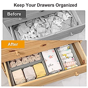 Qozary 8 Pack Drawer Organizers for Clothing, Foldable Cloth Storage Box, Underwear Drawer Organizer, Fabric Dresser Drawer Organizers for Baby Clothes, Underwear, Socks
