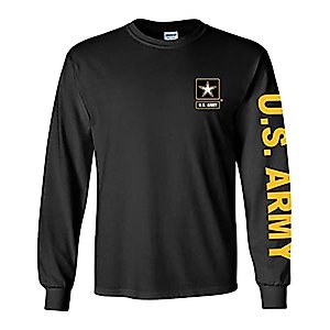 U.S. Army Long Sleeve T-Shirt. Black or Sports Grey (Black, XL)