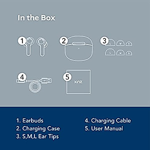 KNZ PUREFECT True Wireless Stereo Earbuds with Hybrid Active Noise Cancellation, Environmental Noise Cancellation (ENC) and Ambient Mode, Bluetooth 5.2, Wireless Charging, USB C, IPX5, Immersive Sound