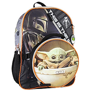 The Mandalorian Grogu Baby Yoda This Is The Way 5 Piece 16" Backpack Lunch Bag Mega Set
