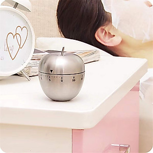 UD Apple Kitchen Timer Cute Manual, Stainless Steel Metal Mechanical Visual Countdown Cooking Timer with Loud Alarm for Kitchen Cooking Baking Sports Kids (Apple), A003