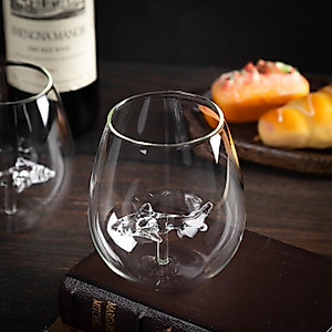 Stemless Wine Glass with Shark Inside, 16 OZ Large Capacity Unique Wine Glasses with 3D Shark Marker Wedding Birthday Gifts for Sea Ocean Lovers
