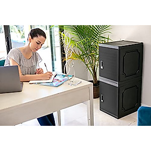 Jink Kids Locker, 19", Lockable/Stackable Storage Locker Box, Great for Home, School & Office (Black)